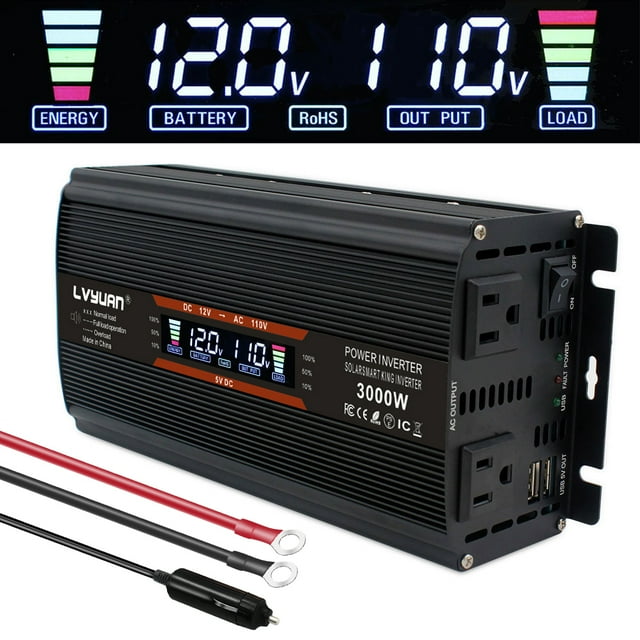 Yinleader 1500W Power Inverter for Car Vehicles Inverter 12V to 110V AC ...