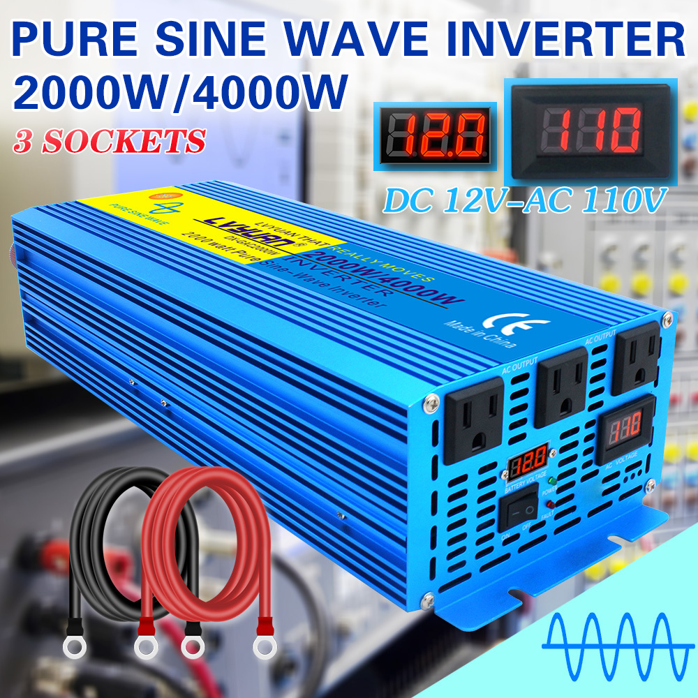 Power Inverter 3000W Modified Sine Wave Inverter 3000 Watt 12 Volt DC ...
