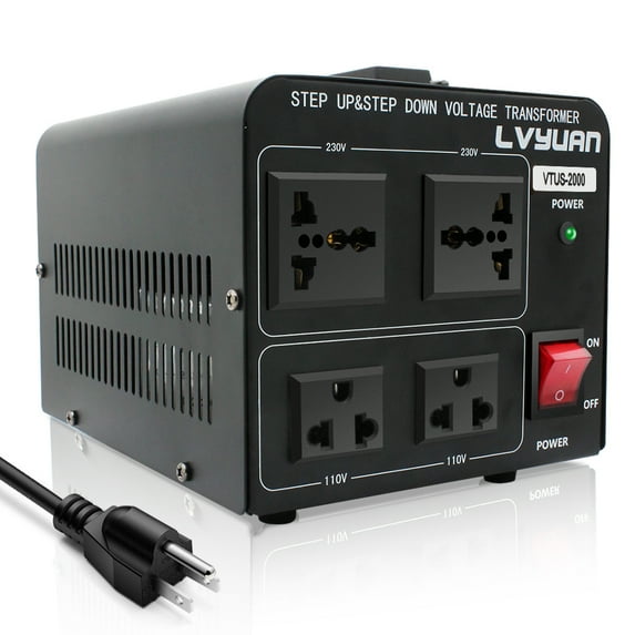 Yinleader 2000W Peak Voltage Converter Transformer, Electrical Inverter, Step Up & Down 110V to ...