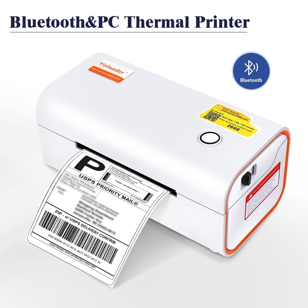Yinleader Thermal Shipping Label Printer with Bluetooth, White ...