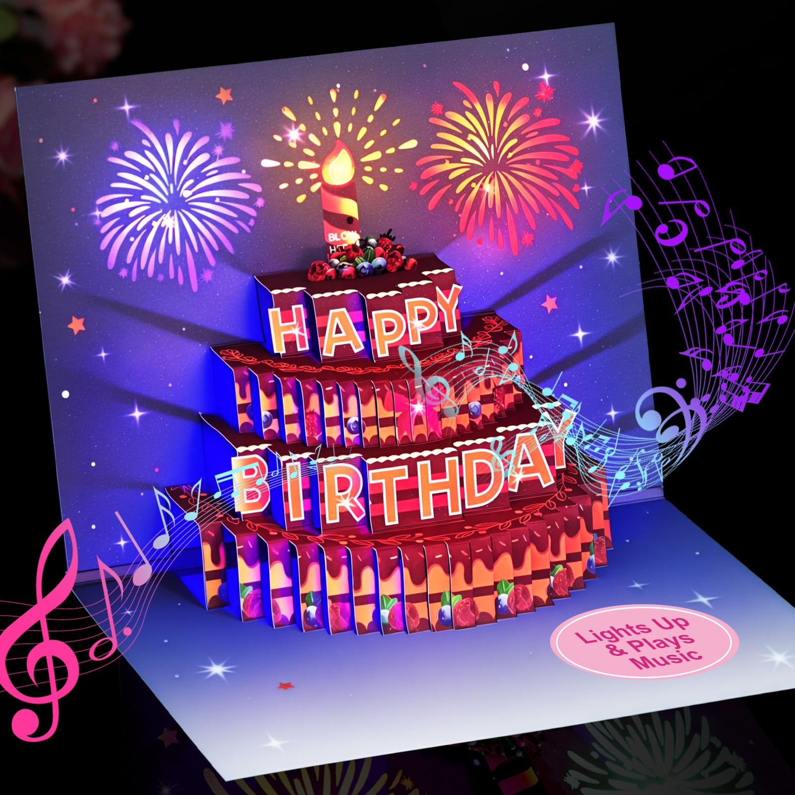 Yinqing Firework Birthday Cards, Light and SMRMusic Happy Birthday Card ...