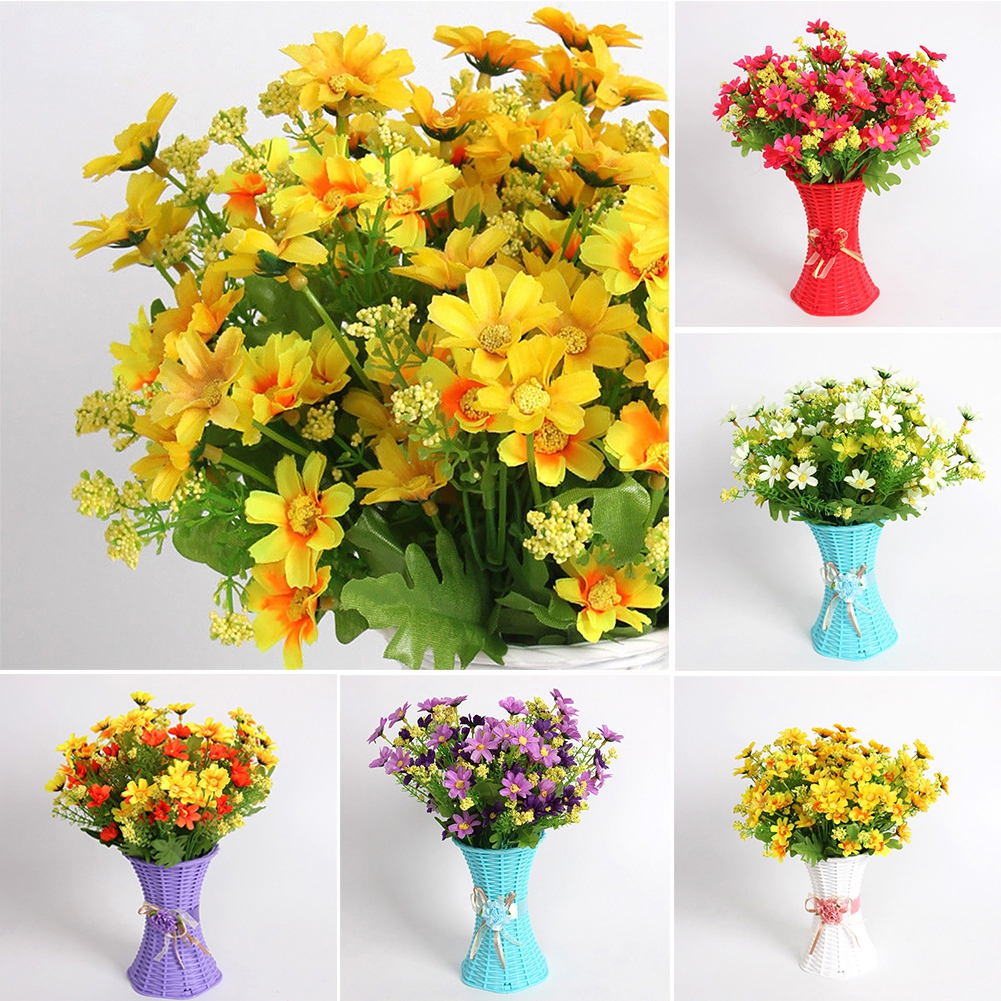 Yinreli 1 Bouquet 28 Heads Dried Artificial Fake Silk Flower Bunch ...
