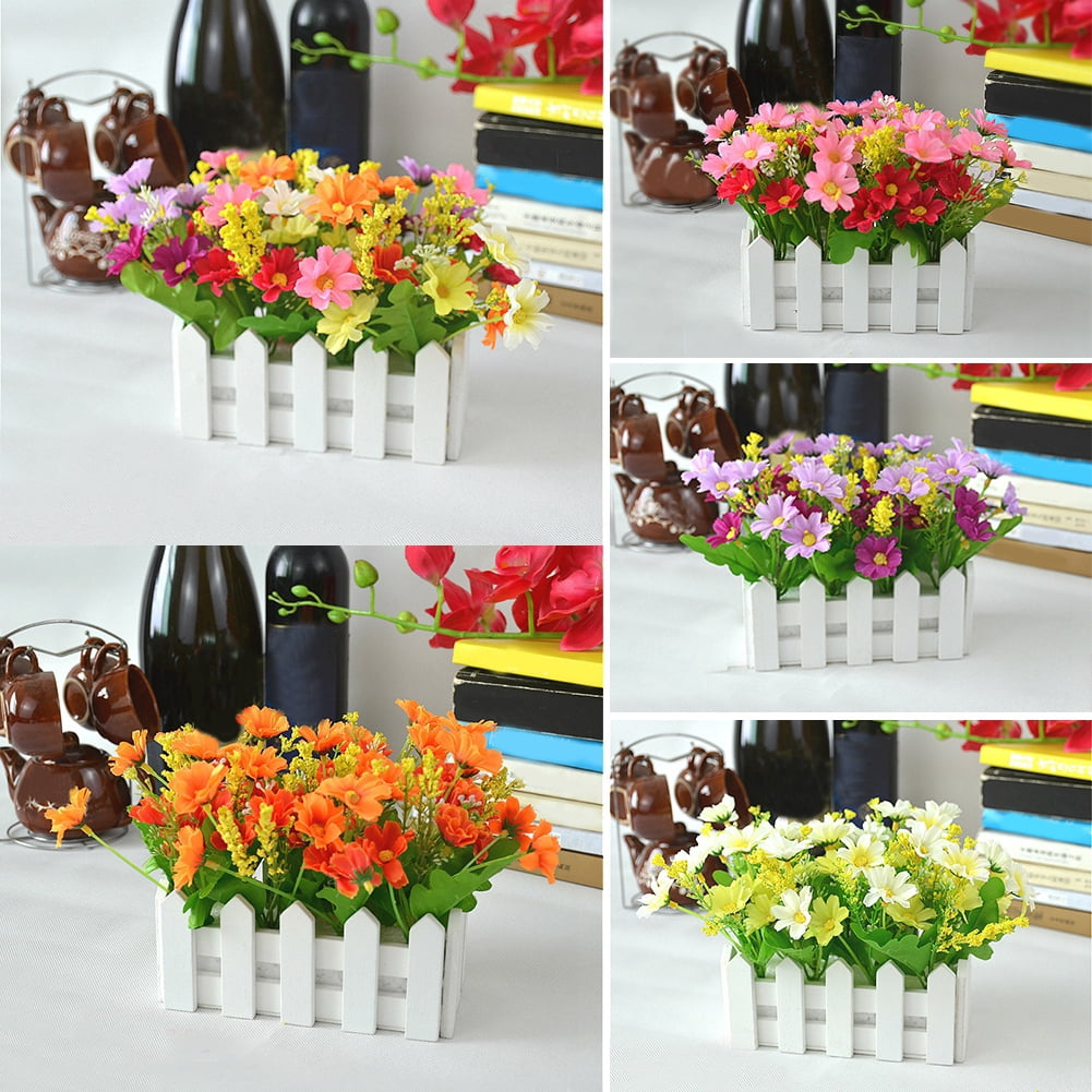 Yinreli 1 Bouquet Artificial Flowers Wooden Fence Garden DIY Stage ...