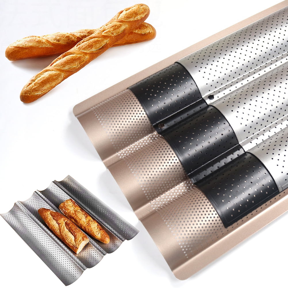 Yinreli 2/3/4 Grooved Nonstick Perforated French Bread Baguette Bake ...