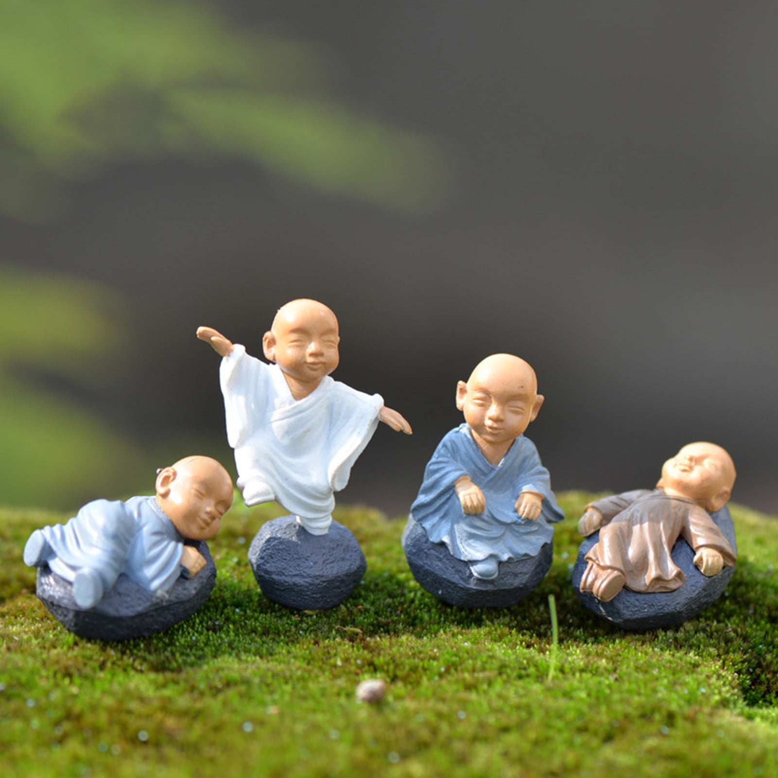 Yinreli 4Pcs/Set Monk Miniature Ornament Cartoon DIY Resin Bonsai ...