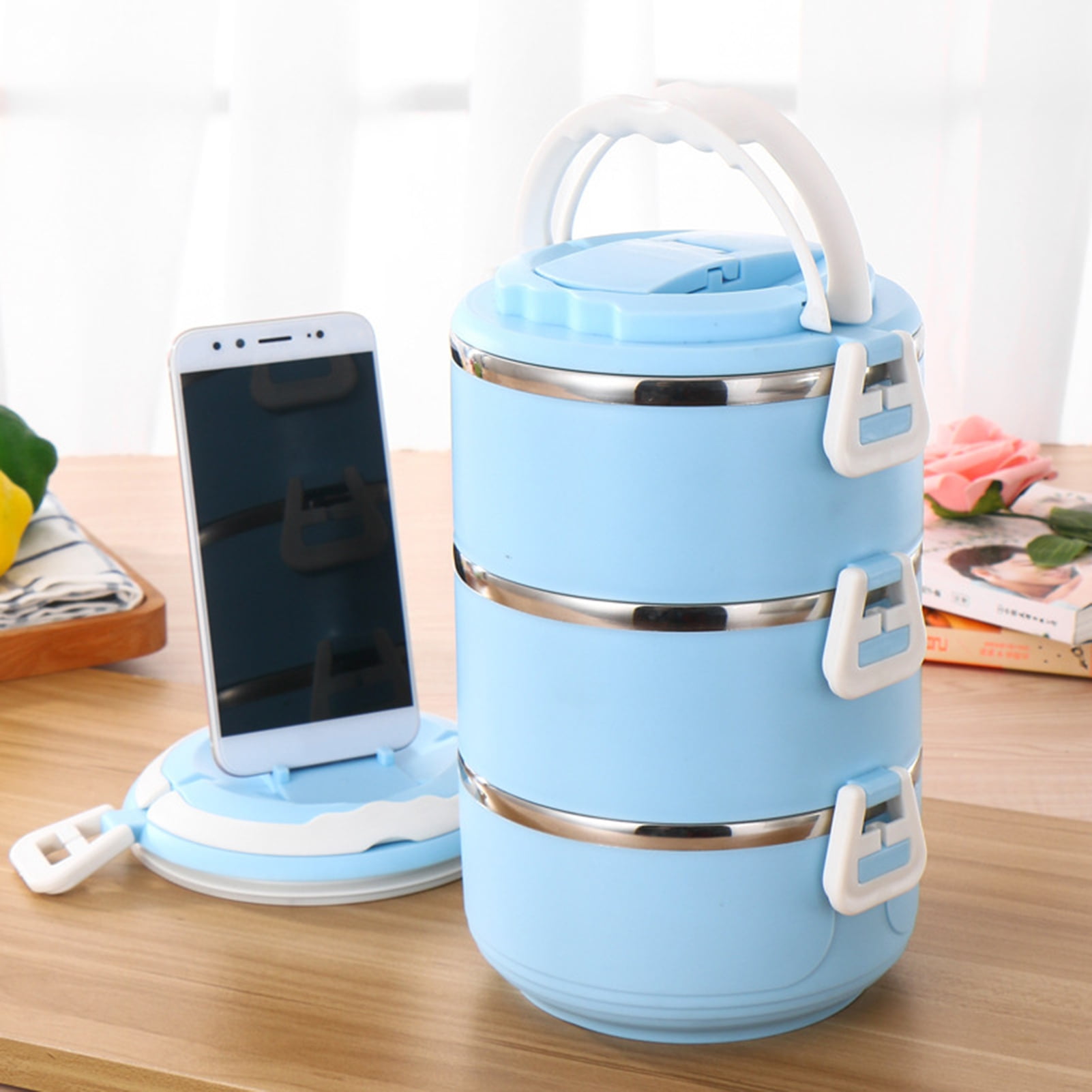 Yinreli 800/1600/2400ML Large Capacity Bento Boxes Leak-Proof Stainless Steel Household ...