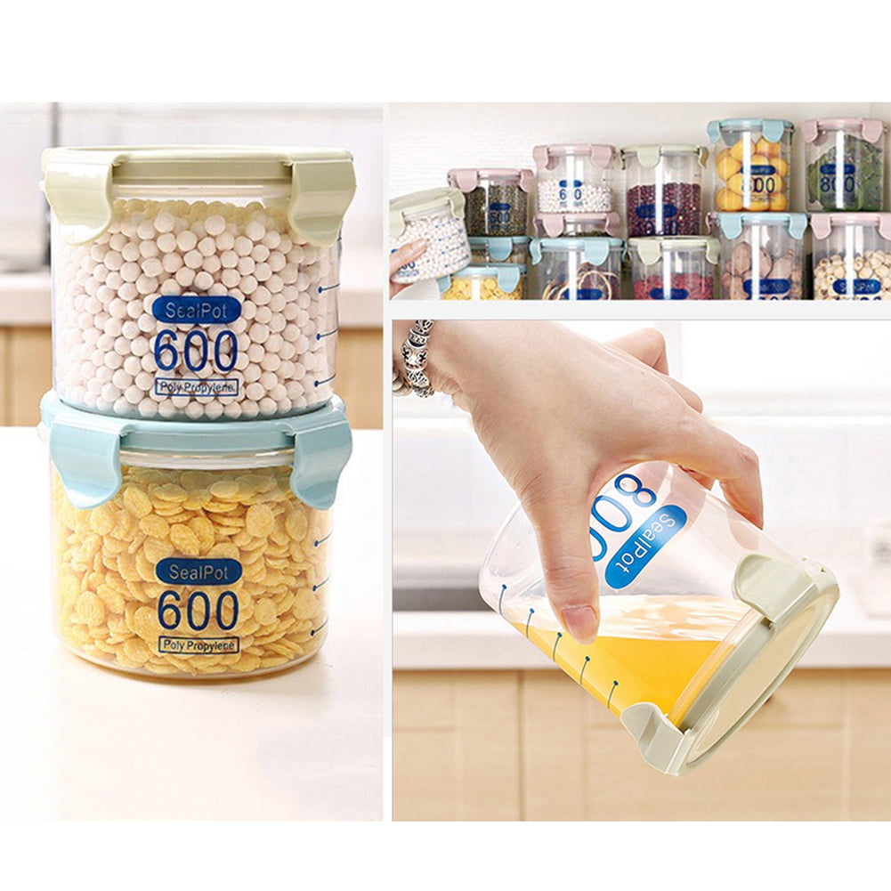 Yinreli Clear Plastic Canister Snack Tea Coffee Kitchen Storage Jar ...