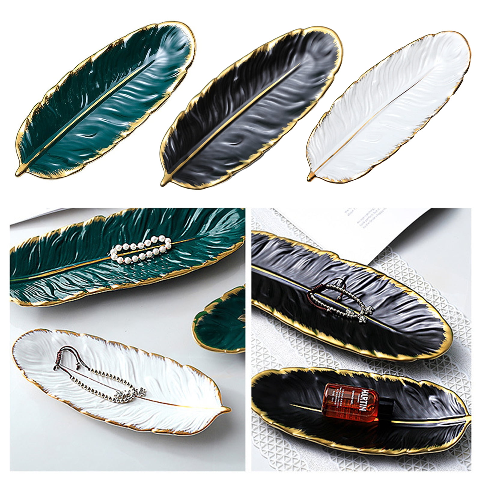 Yinreli Exquisite Plate Stylish Porcelain Creative Feather Shape Food ...