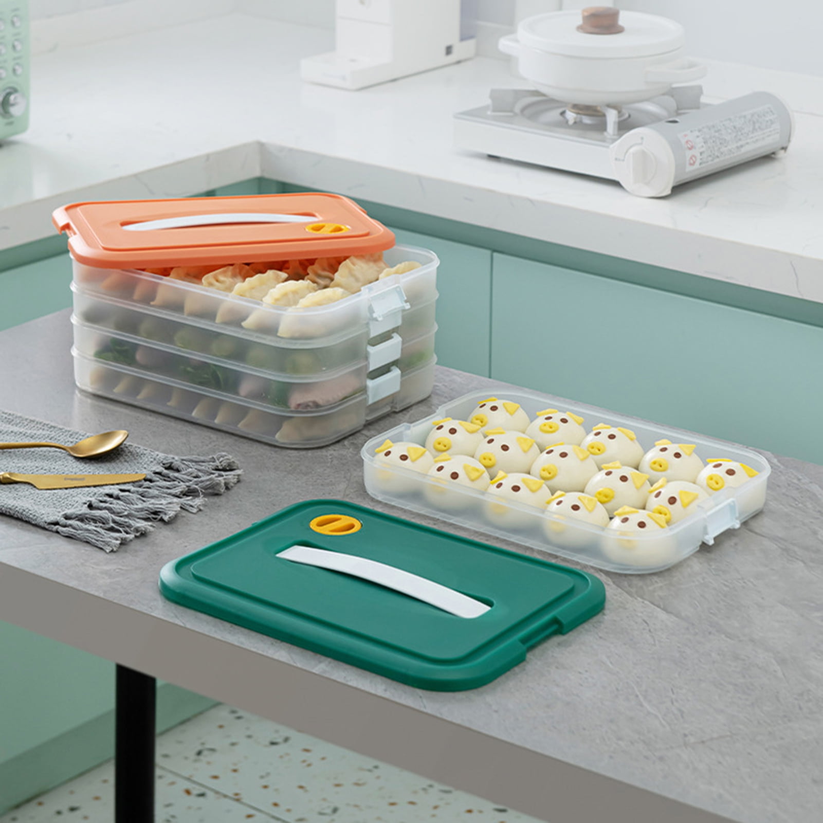Yinreli Food Storage Box with Date Dial Anti-sticking Texture PP Picnic ...