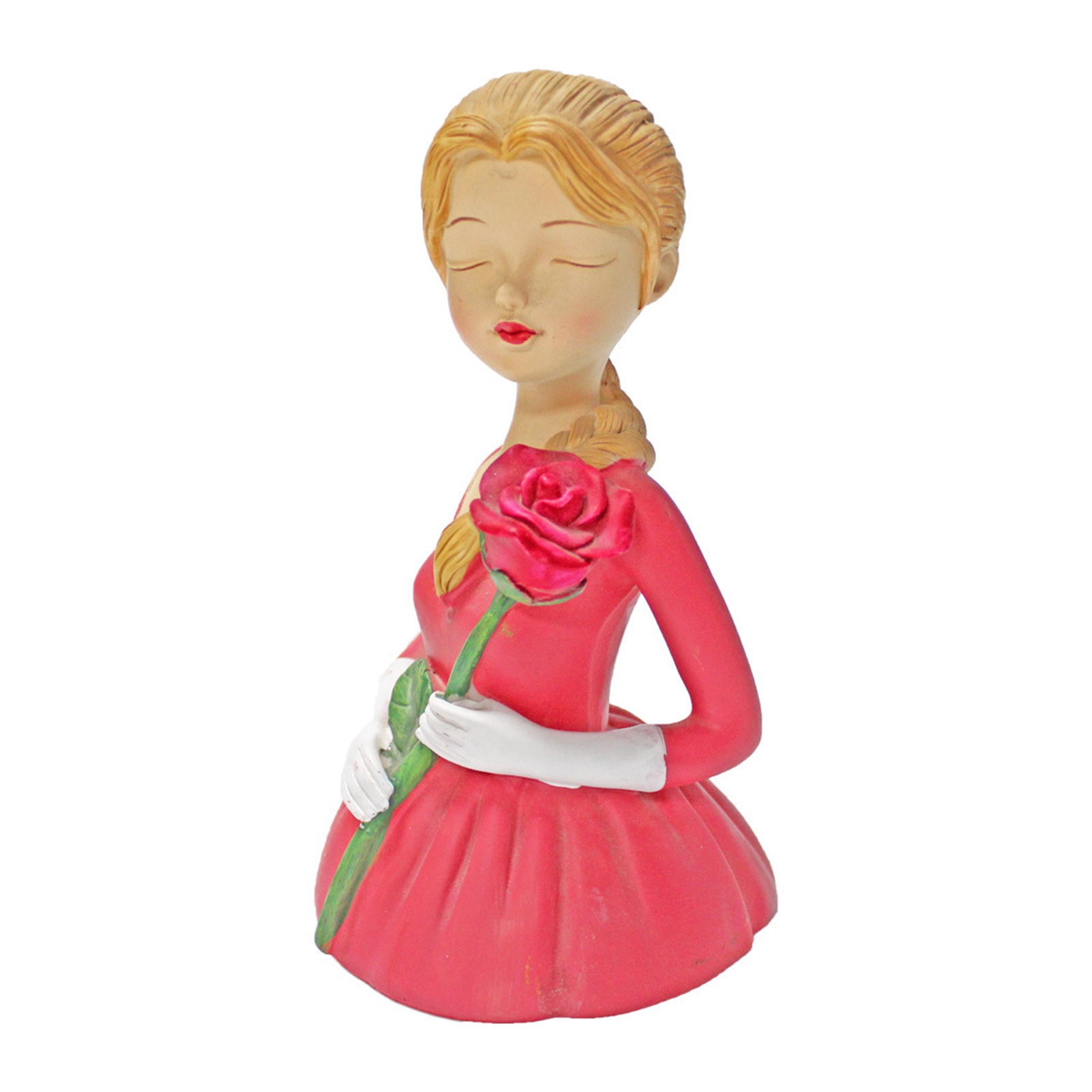 Yinreli Handheld Rose Girl Statue Girl Holding Roses Figurine ...