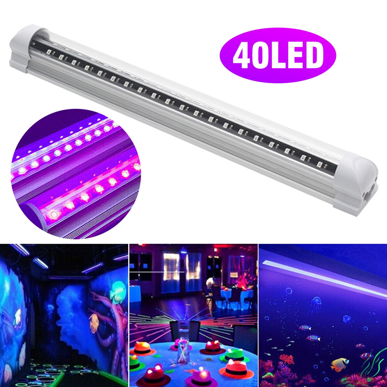 Yinreli LED Decorative Black Light Bar PC Glow in The Dark Blacklight ...