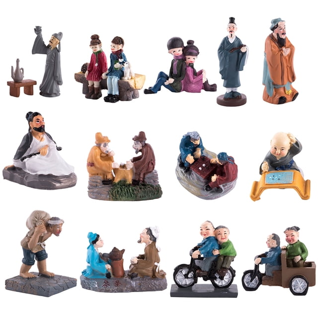 Yinreli Miniature Cute Chinese Characters Old Man Lady Mini Ornament ...