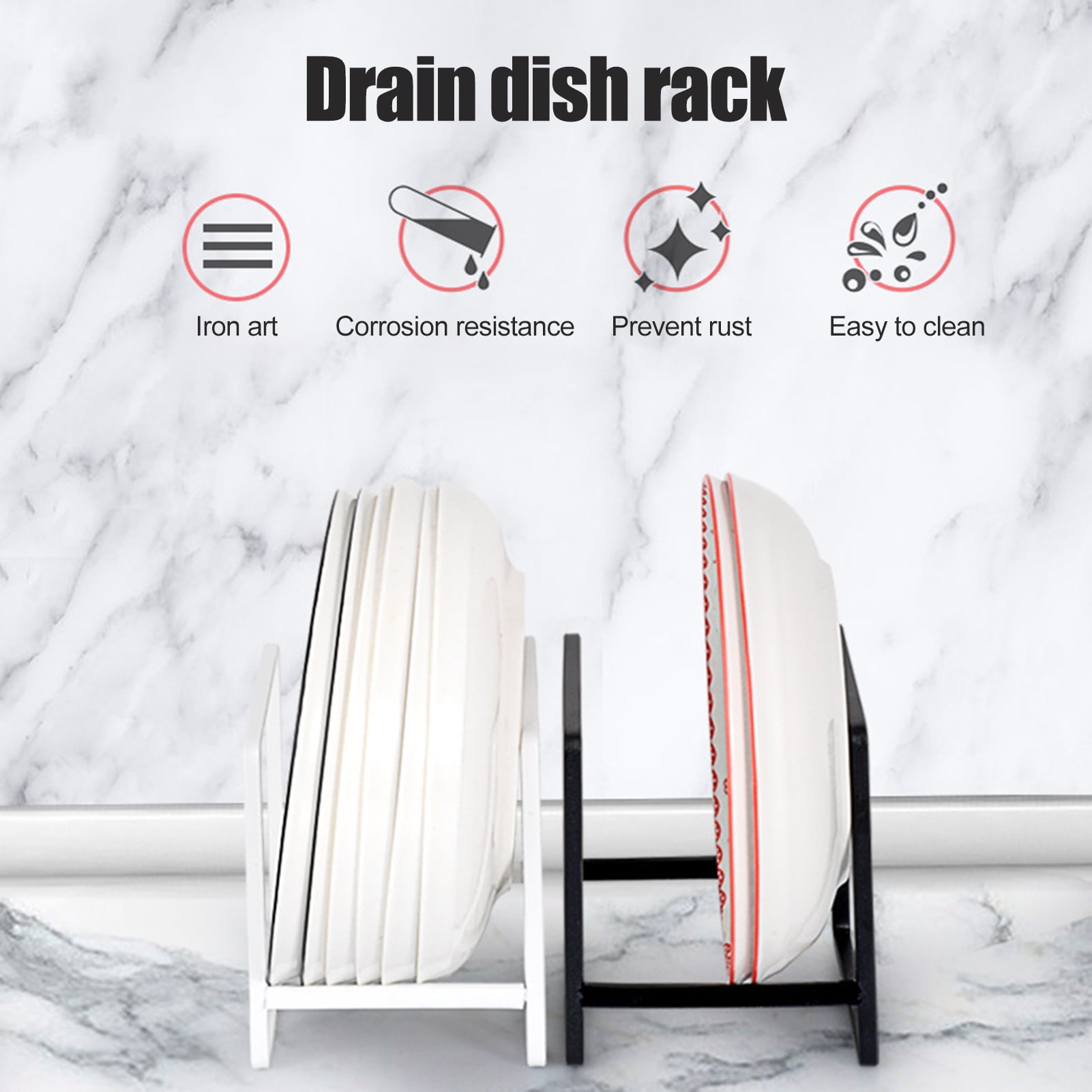 Yinreli Practical Bowl Storage Rack Solid Compact Wrought Iron Rust ...