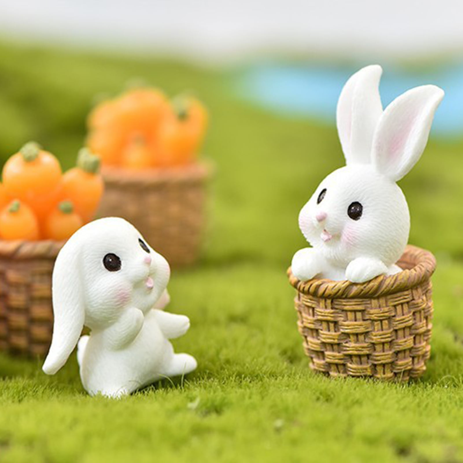 Yinreli Rabbit Figurines Fine Workmanship Lovely Plastic Miniature ...