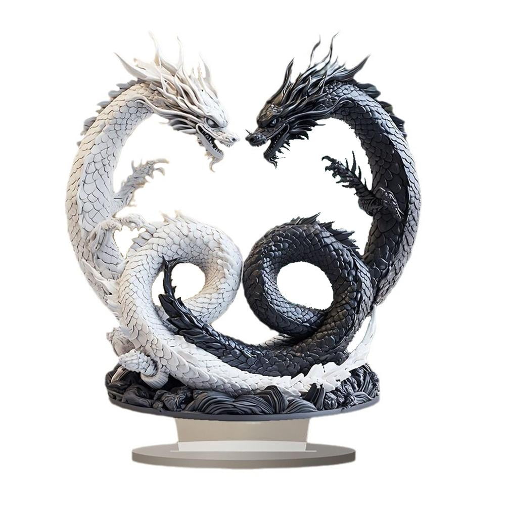 Yiokii 2D Bohemian Yin Yang Double Dragon Desk Decor Office Home ...