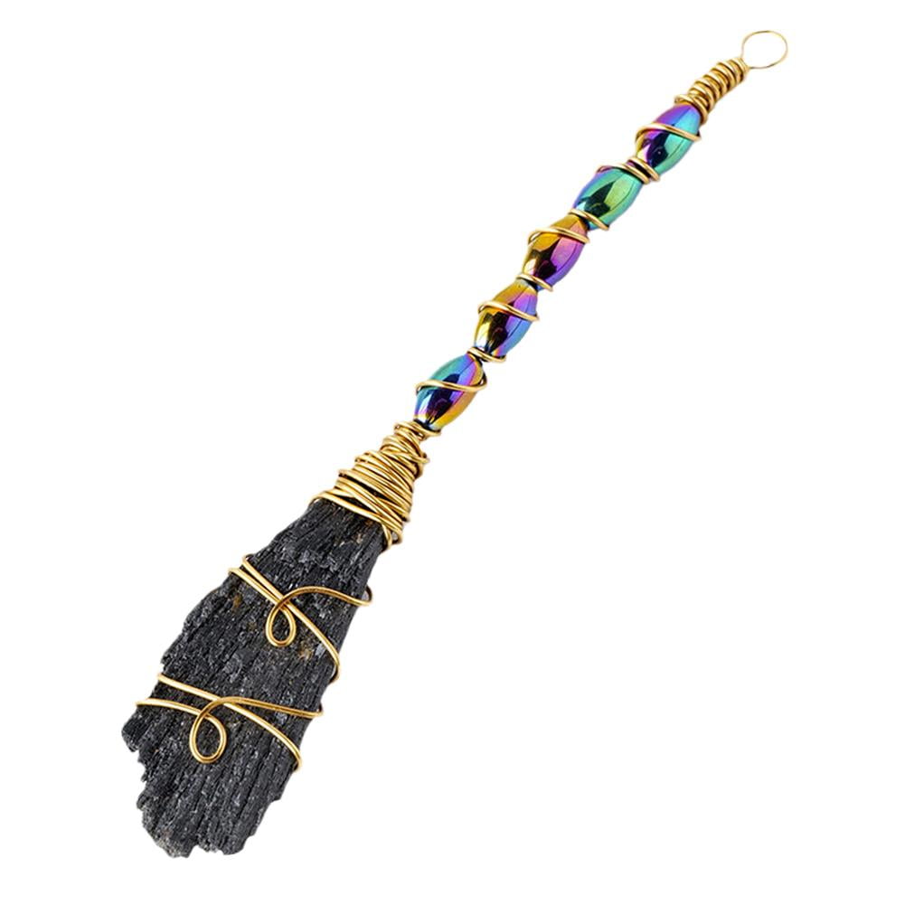 Yiokii Natural Heng Crystal Colorful Bla Mini Witch Broom Handmade ...