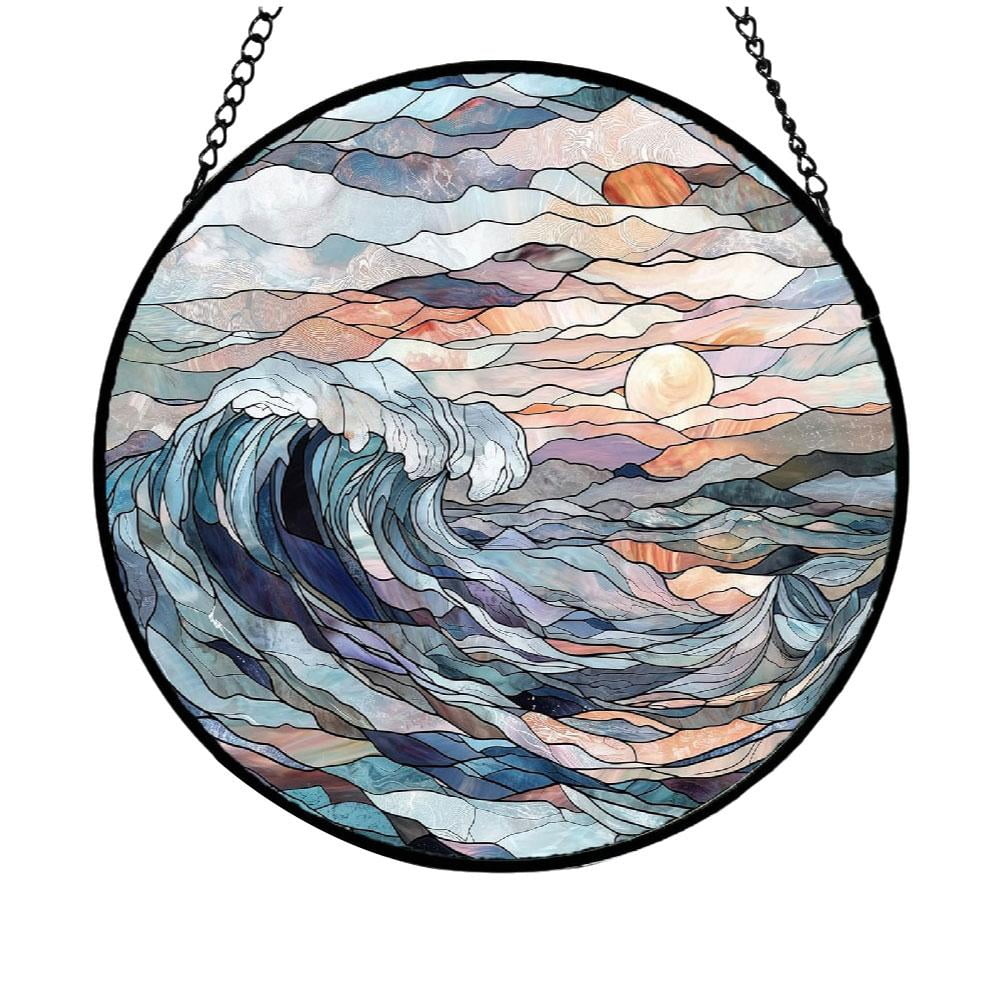 Yiokii Stained Glass Window Hanging Scatcher Acrylic Garden Porch Decor ...