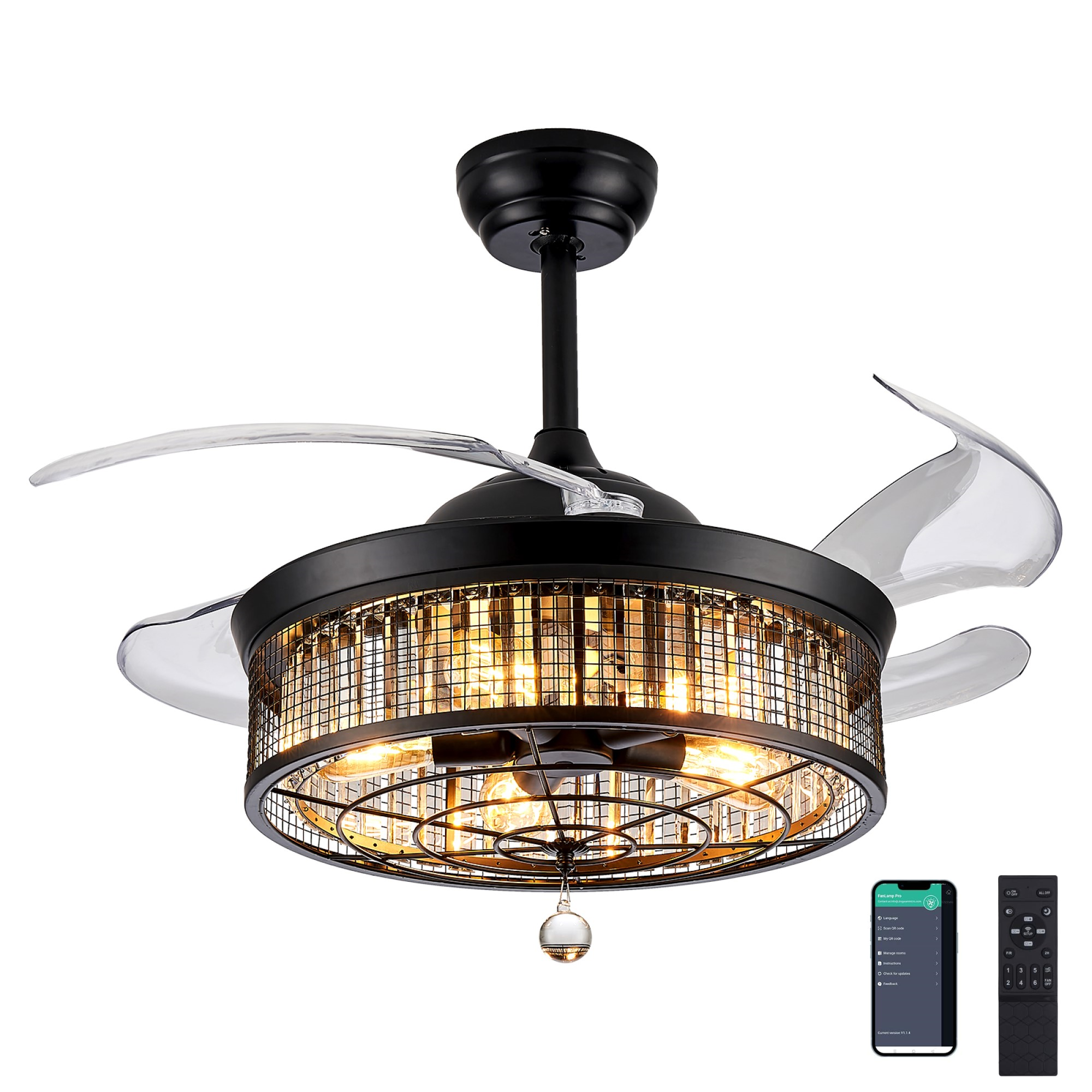 Warehouse Of Tiffany Jay Chrome 5-Blade Lighted Ceiling Fan CFL ...