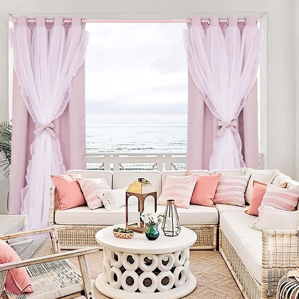Yipa 2 Layer Privacy Tulle Grommet Luxury Drapes UV Protection Window ...