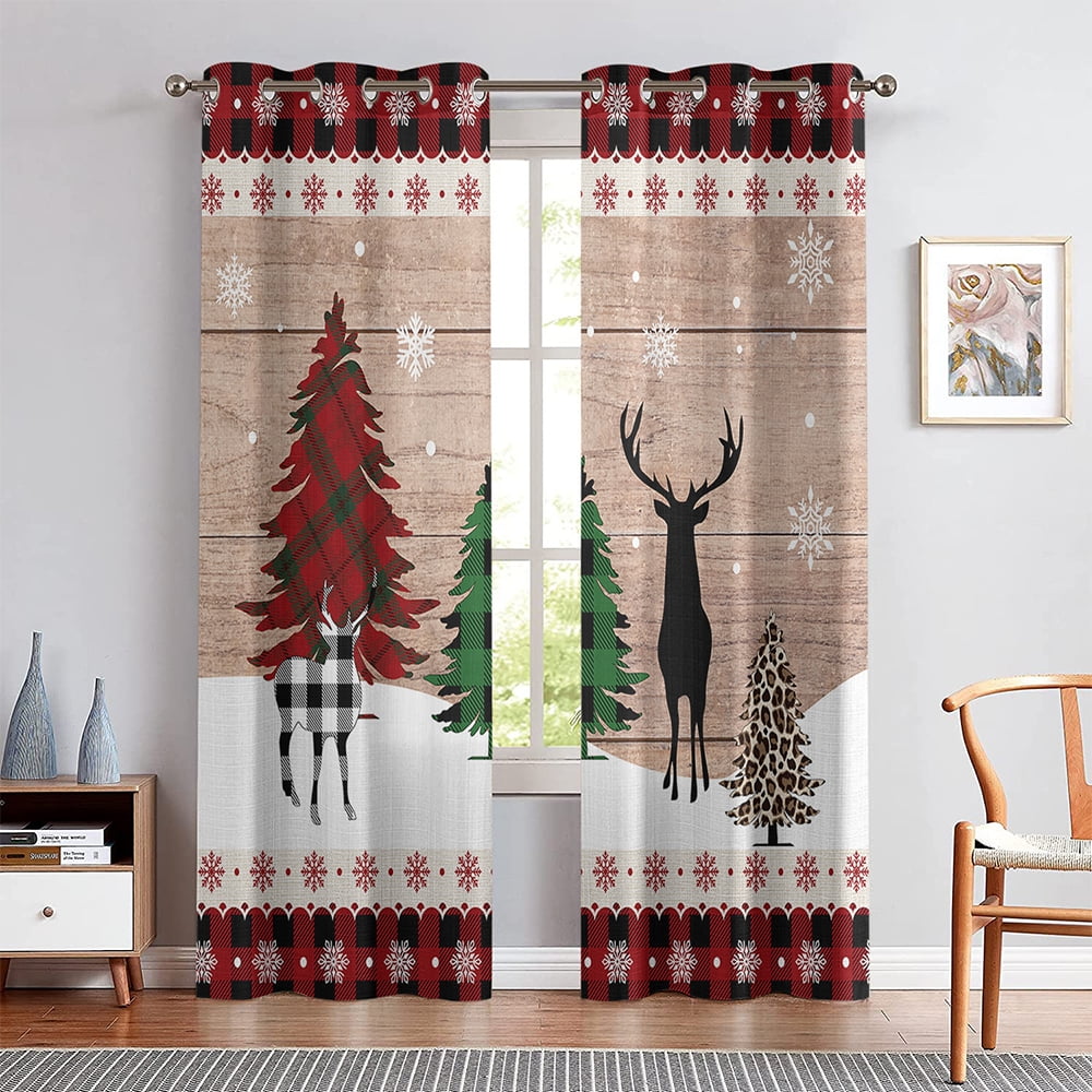Yipa Xmas Thermal Insulated Blackout Window Curtain Grommet Room ...