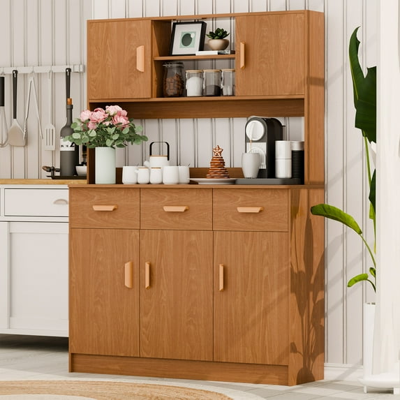 Yipinau Modern Farmhouse Kitchen Pantry Cabinet, Freestanding Buffet ...