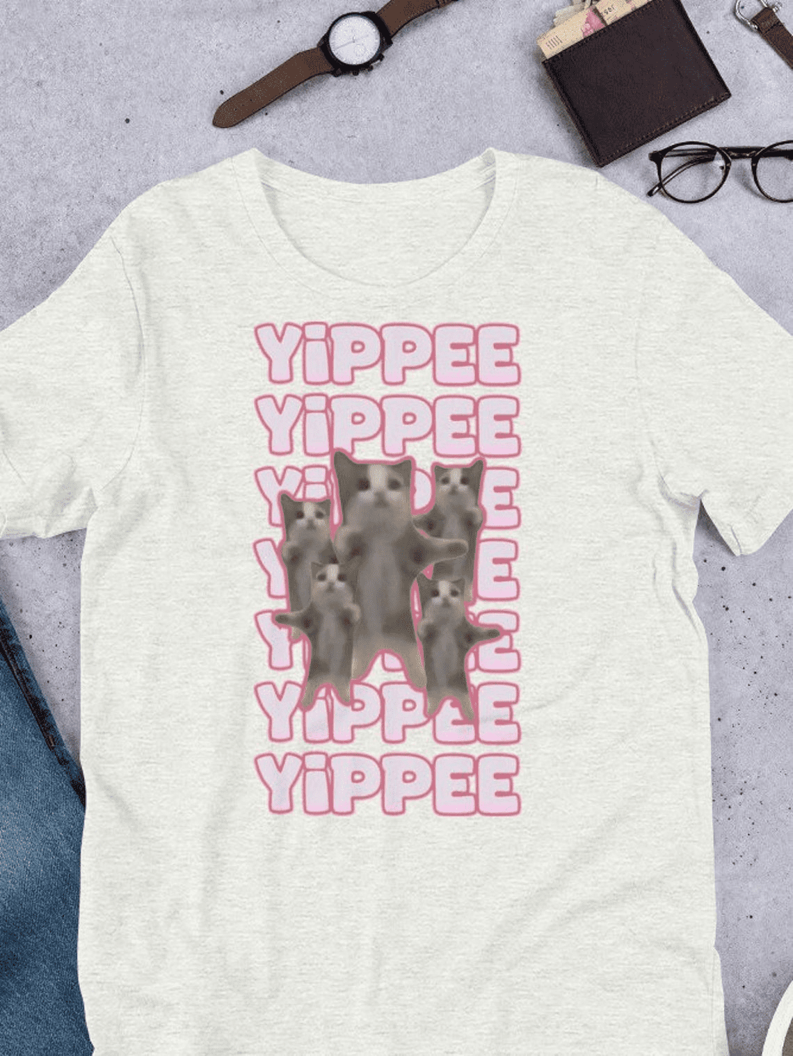 Yippe Funny Cat Meme T-shirt, Cat Shirt, Goofy Ahh Tshirt, Gift for Her, Happy Cat Jumping Meme ...
