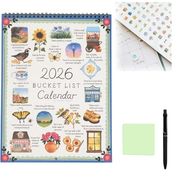 Yippzo 2026 Bucket List Calendar, Inspirational Goal-Setting Hanging ...