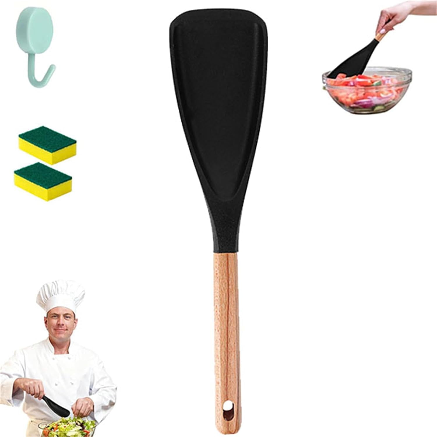 Yippzo Cedar and Ash Spoon, Multifunction Spatula Cooking Spoons, 3 in ...