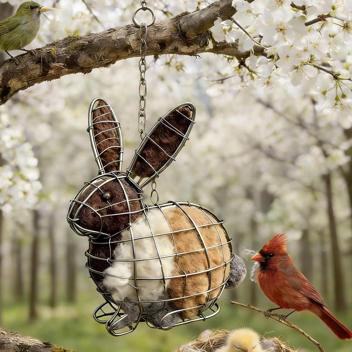 Yippzo Handmade Fiber Bird Nesting Heart, Artificial Fiber Bird ...