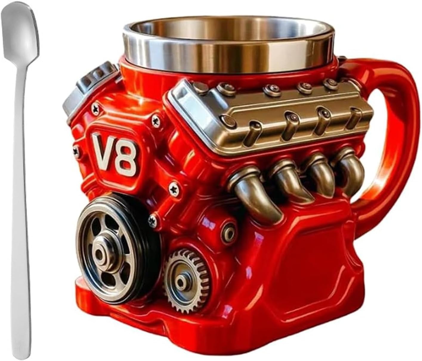 Yippzo Retro Engine Coffee Mug, V8 Engines Stainless Steel Cup with ...