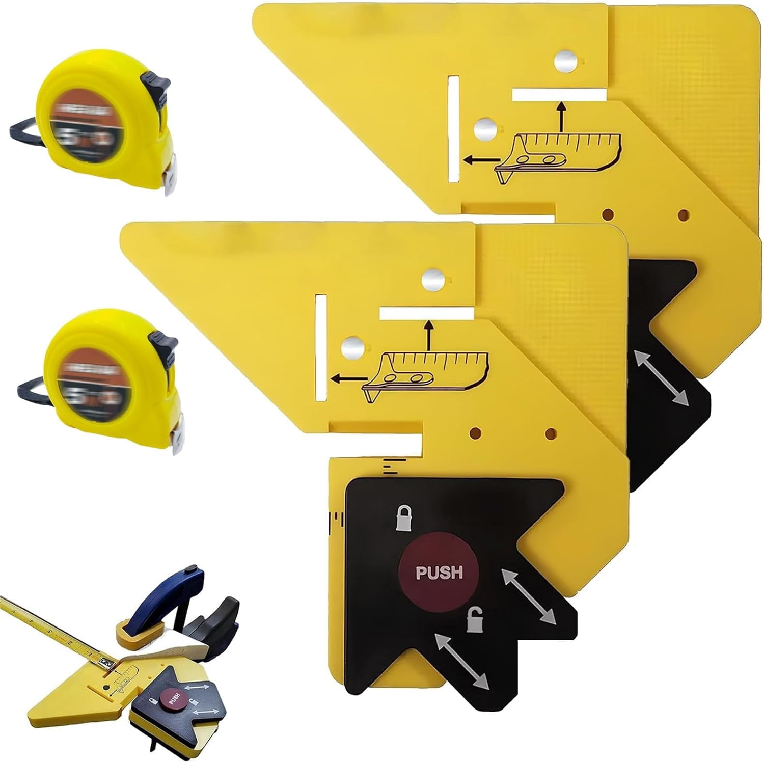 Yippzo Trim Carpentry Aid with Measuring Tape, 45 Degree Miter Angle ...