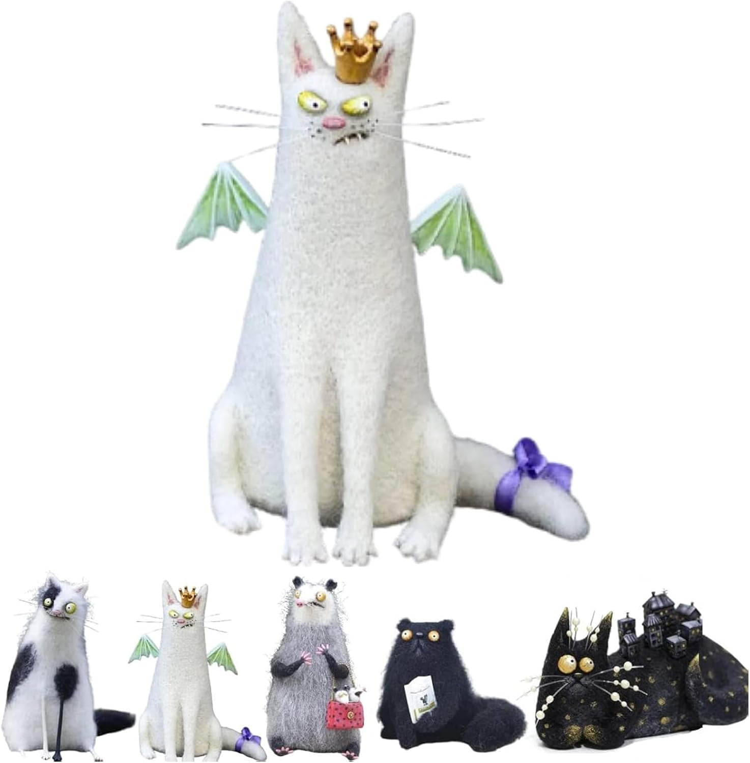 Yippzo Wool Felt Familiars - Quirky Handmade Companion, Wide-Eyed Weird ...