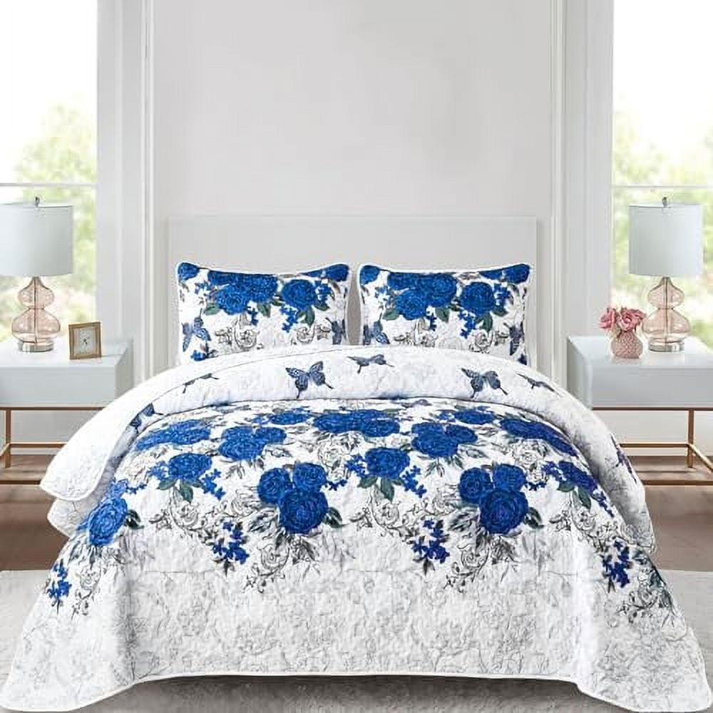 Yiran Floral Quilt Set Size Elegant Red Rose Bedding Bedspreads 3 ...