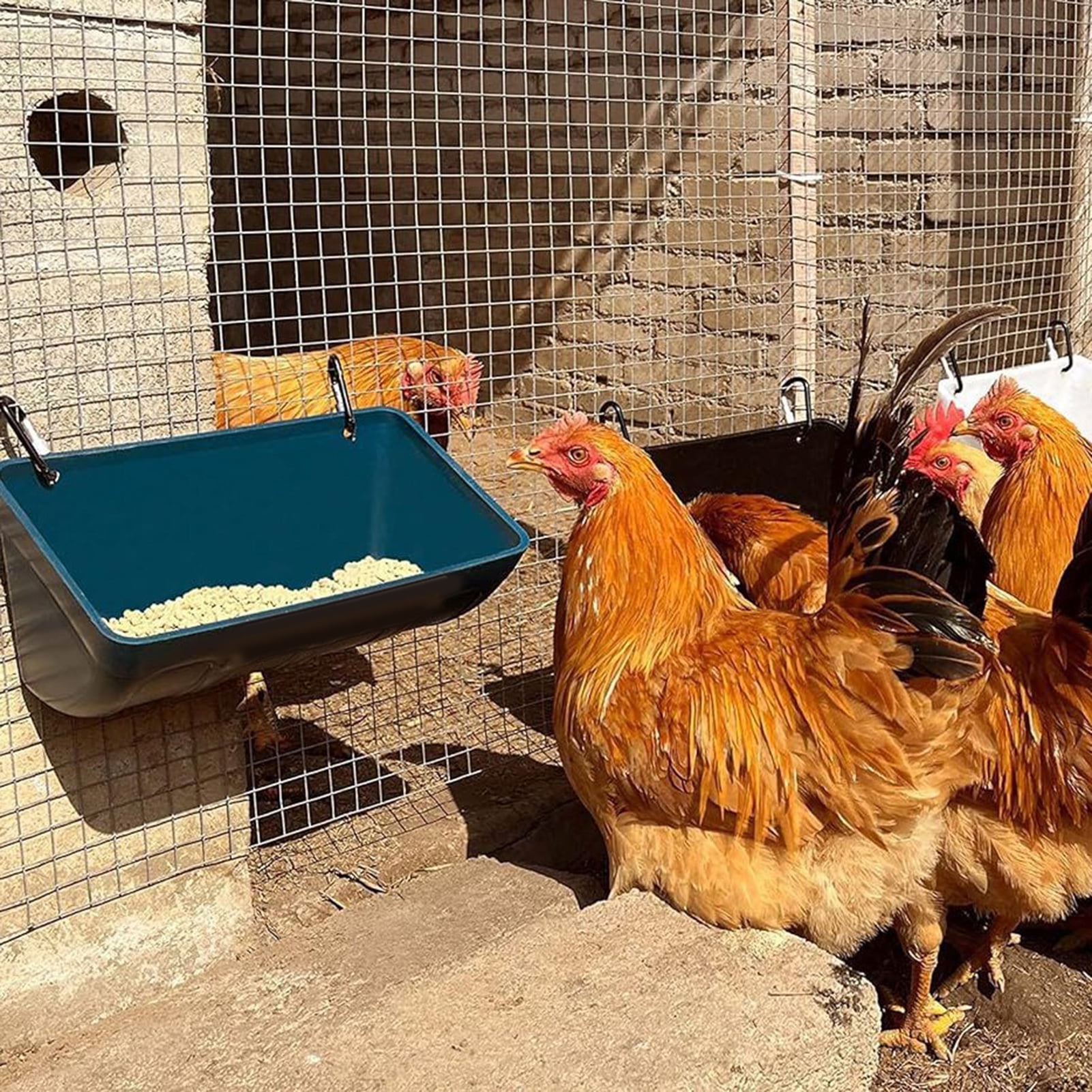 Yirtree 1 Set Chicken Trough Feeder Hanging with Hook Impact-Resistant ...