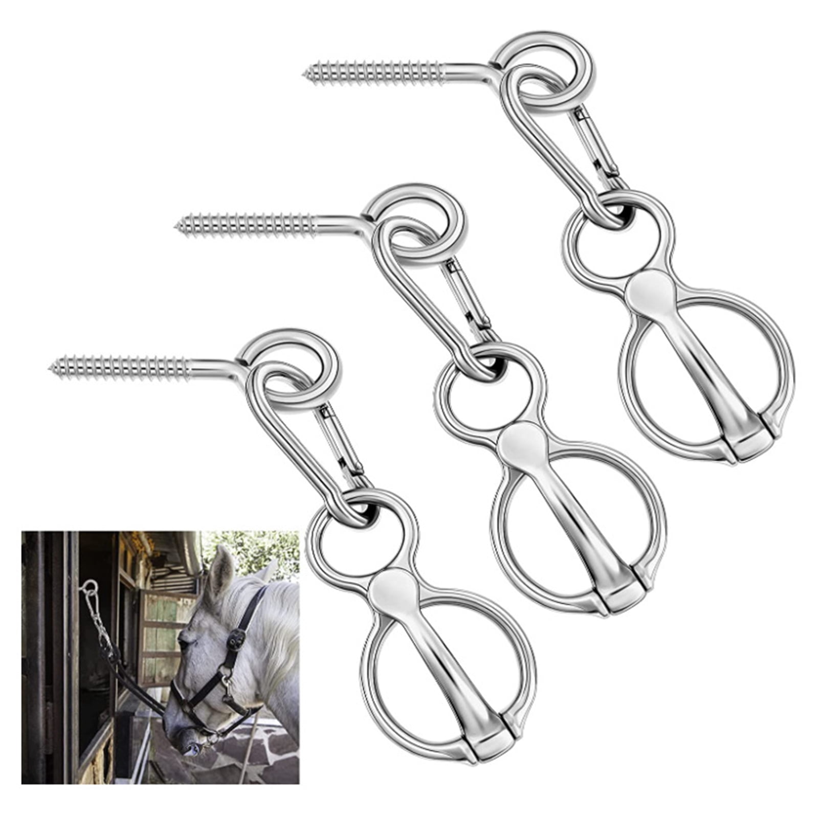 Yirtree 1 Set Heavy-Duty Horse Tie Ring Rustproof Quick Release Prevent ...