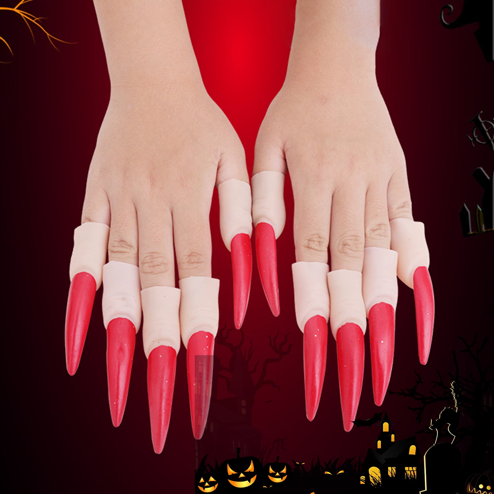 Yirtree 10Pcs Cosplay Fake Nails Realistic Funny Terrible Horror No ...