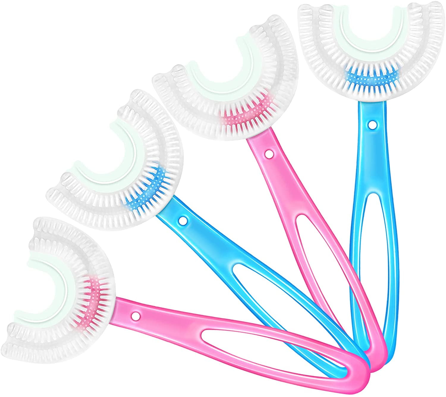 Yirtree 4 Pack Kids U Shaped Toothbrush with Silicone Brush Head ...
