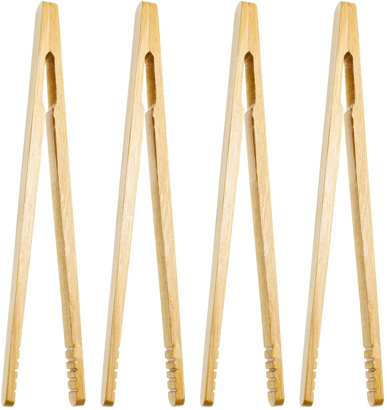 Yirtree 4Pcs Reusable Bamboo Toast Tongs - Wooden Toaster Tongs For ...