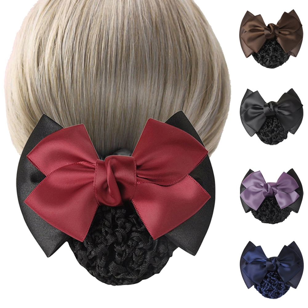 Yirtree 5PCS Women Hair Clip,Ribbon Barrette With Net Chignon ...