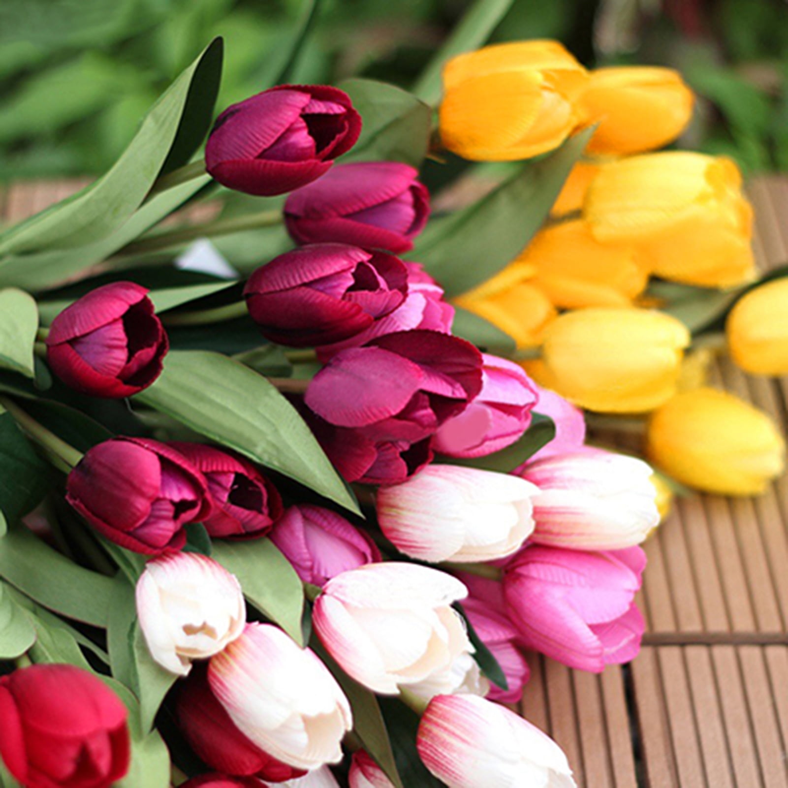 Yirtree Artificial Tulip Flowers Real Touch Tulips Fake PU Tulip Flower ...