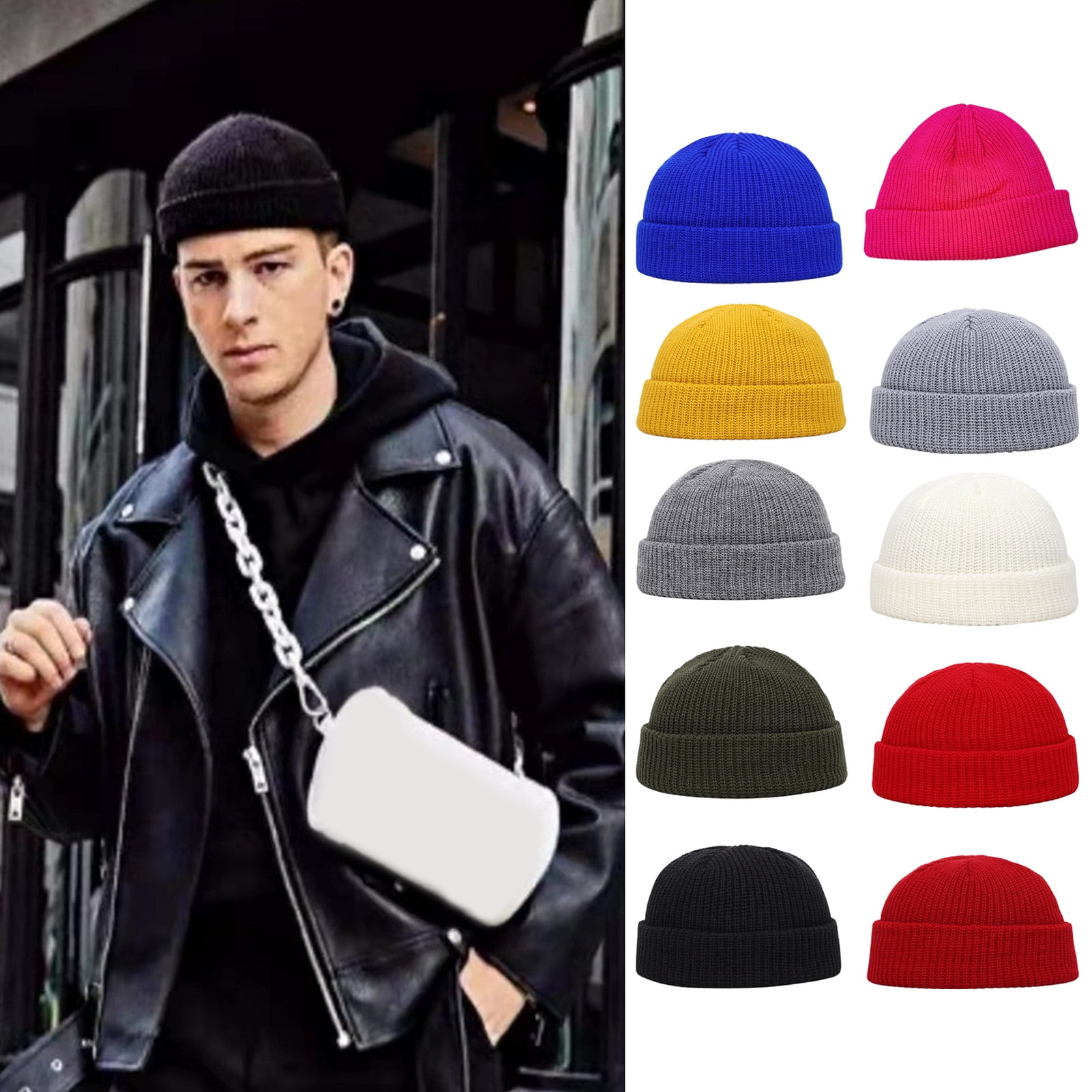 Yirtree Beanie Hats for Men Fall Winter Knitted Slouchy Beanies Hip Hop ...