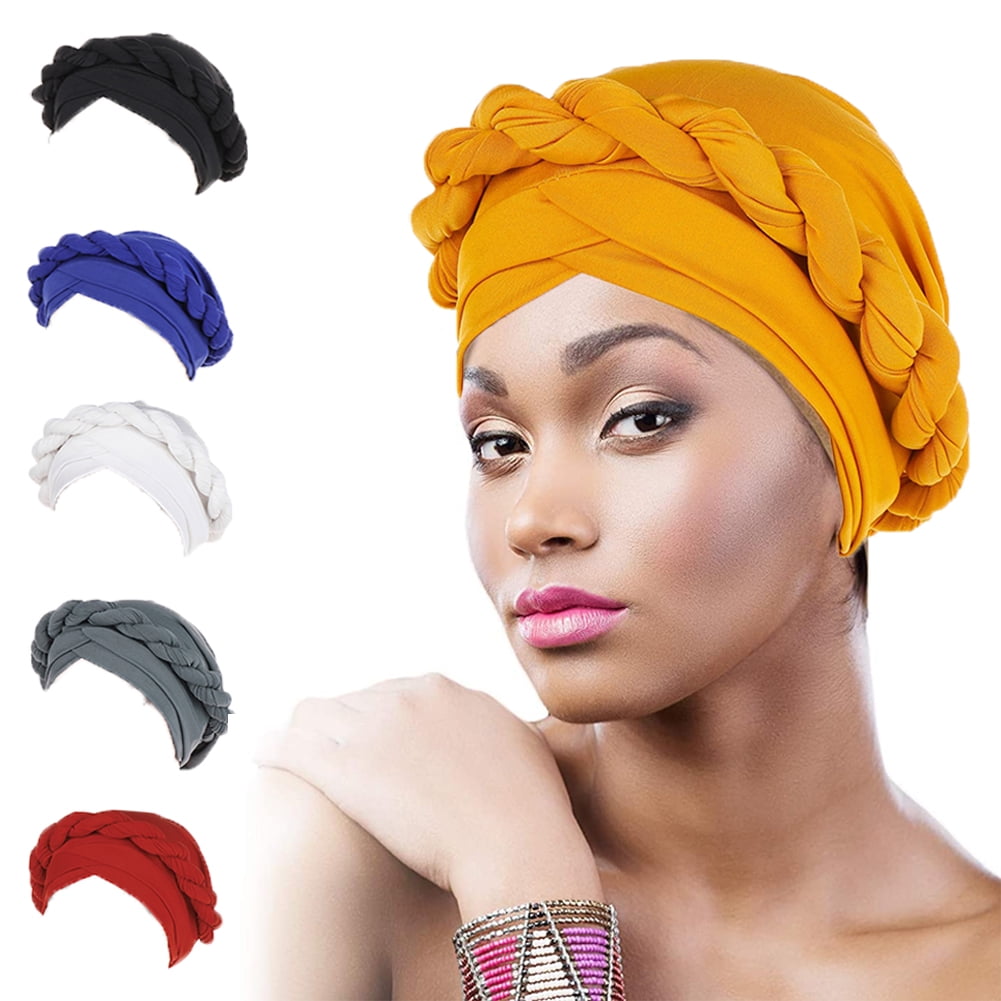 Yirtree Cancer Head Hat Cap Ethnic Bohemia Pre-Tied Twisted Braid Hair ...
