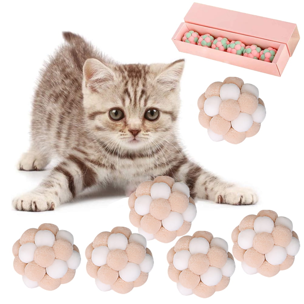 Yirtree Cat Toy Balls (6 PCS) - Colorful Cat Ball Toy Built-in Bell ...