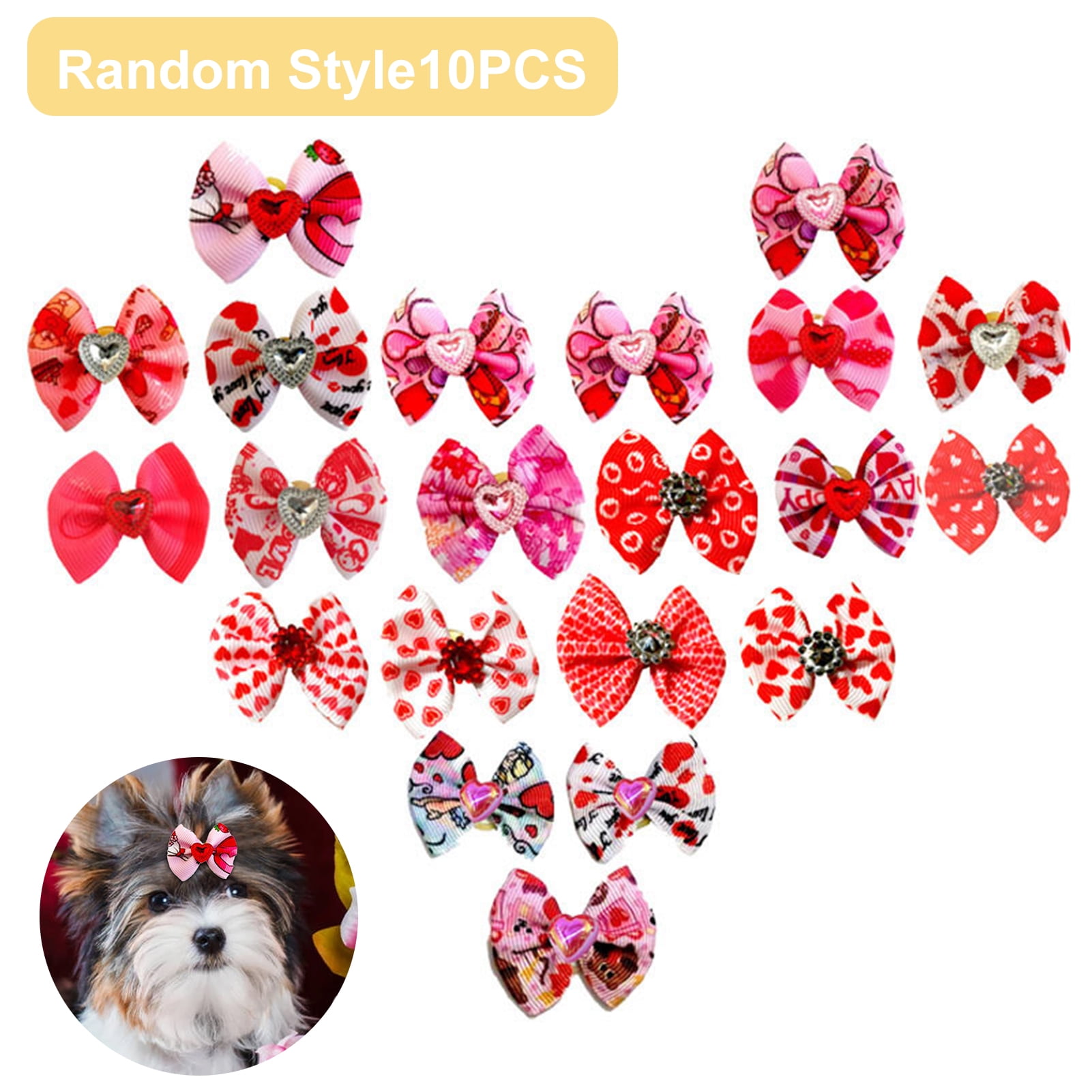 Yirtree Dog Bows 10 Pcs Metal Clips Puppy Yorkie Small Dog Bowknot Hair ...