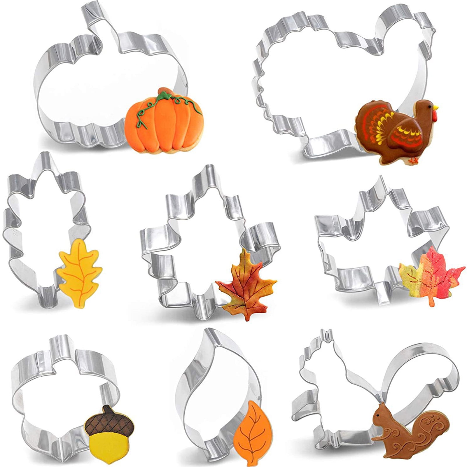 Yirtree Fall Thanksgiving Cookie Molds Cutters Set - 8 PCS Stainless ...