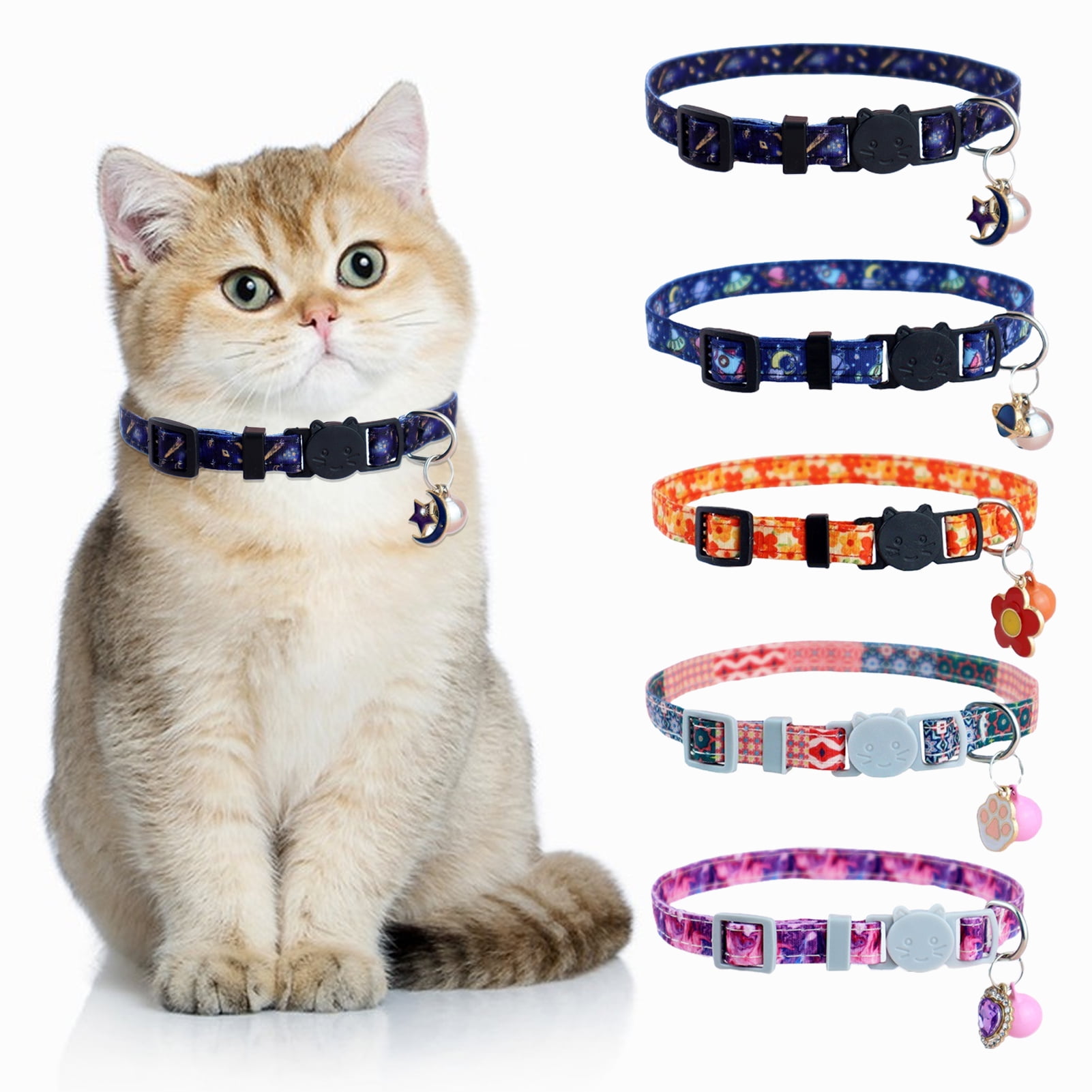 Yirtree Fashion Cat & Kitten Collar with Safety Bell Breakaway Collar ...