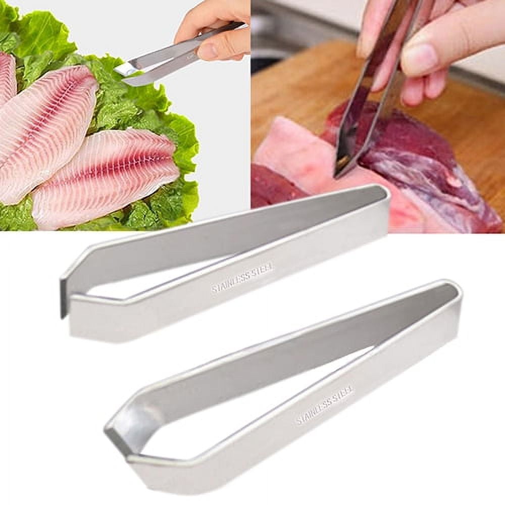 Yirtree Fish Bone Tweezers, Stainless Steel Flat and Slant Tweezers ...