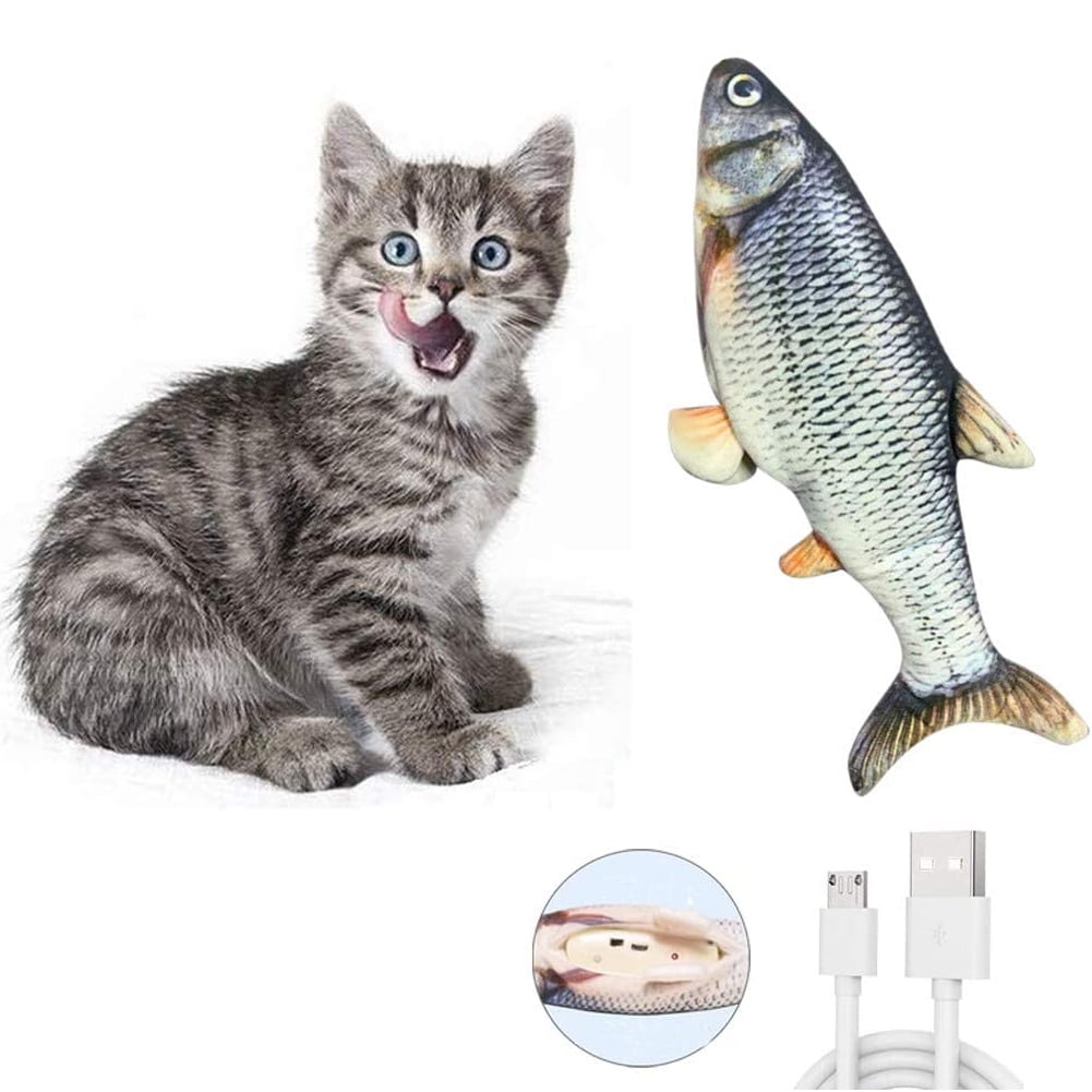 Yirtree Flopping Fish Cat Toy, Realistic Plush Simulation Electric ...