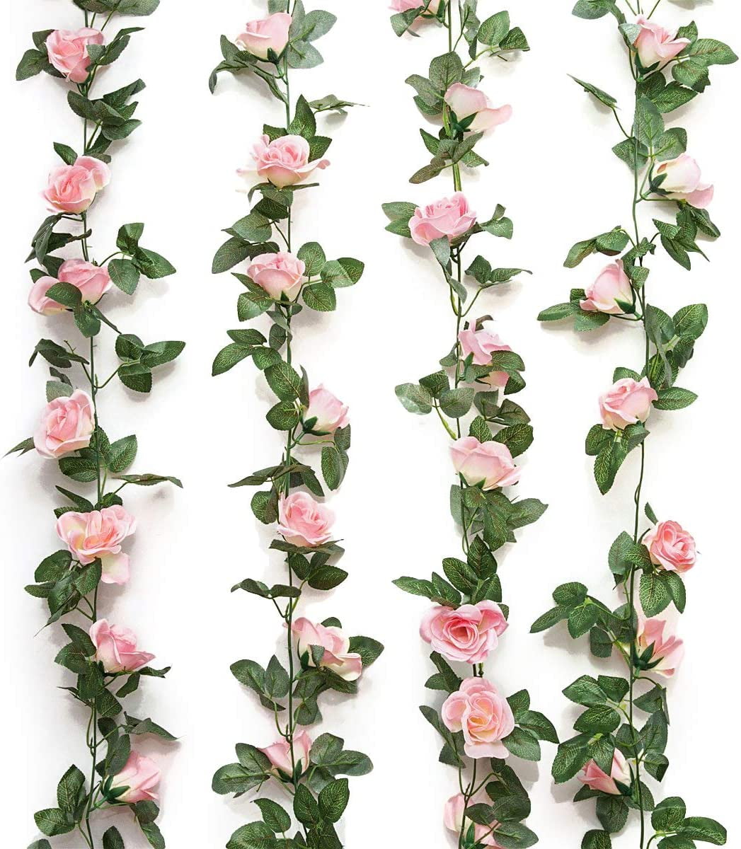 Yirtree Flower Garland Fake Rose Vine Artificial Flowers Hanging Rose ...