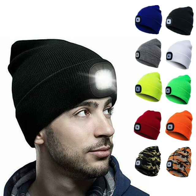 Yirtree LED Beanie Hat with Light, Rechargeable Headlamp Cap, Winter ...